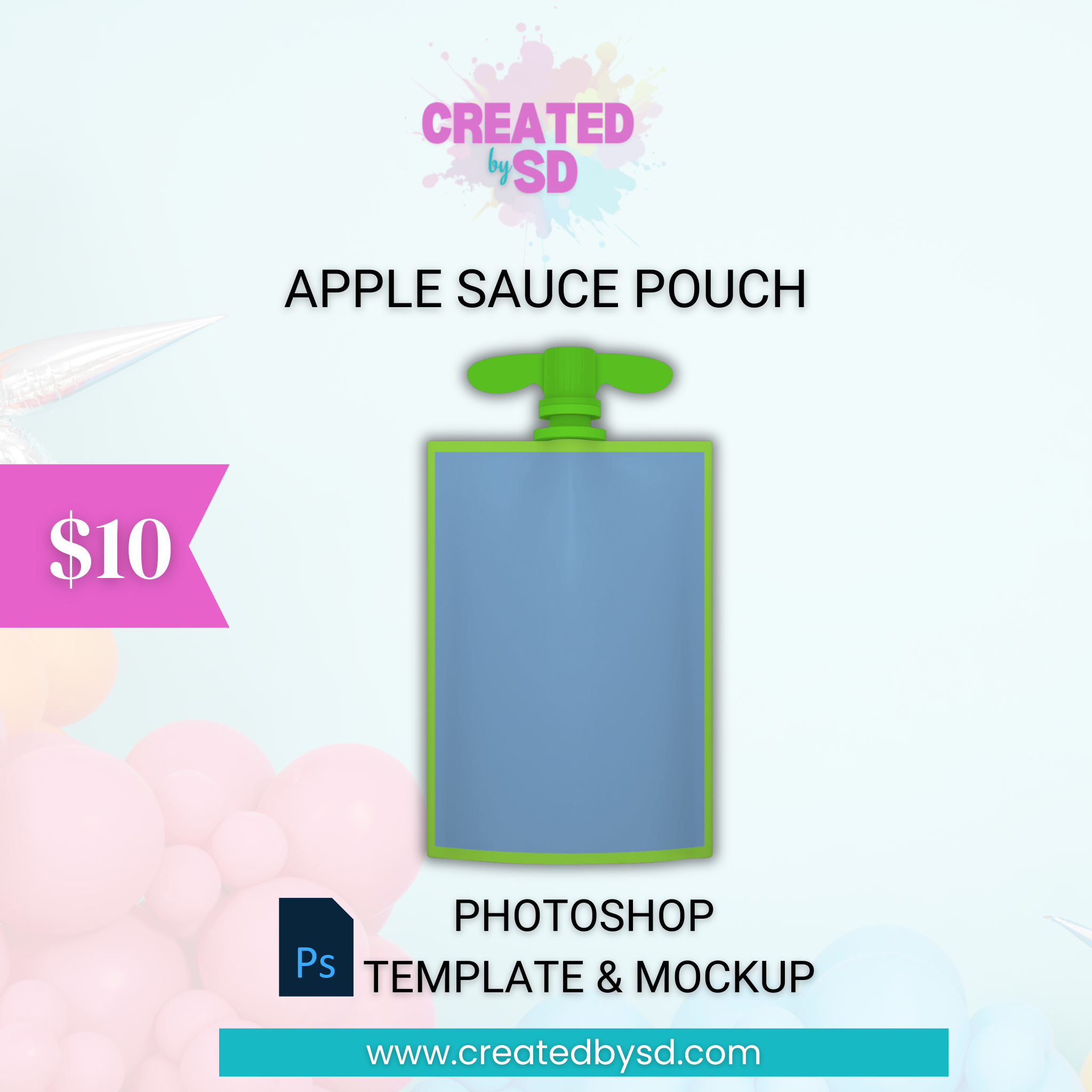 Apple Sauce Pouch Template & Mockup – Created by SD
