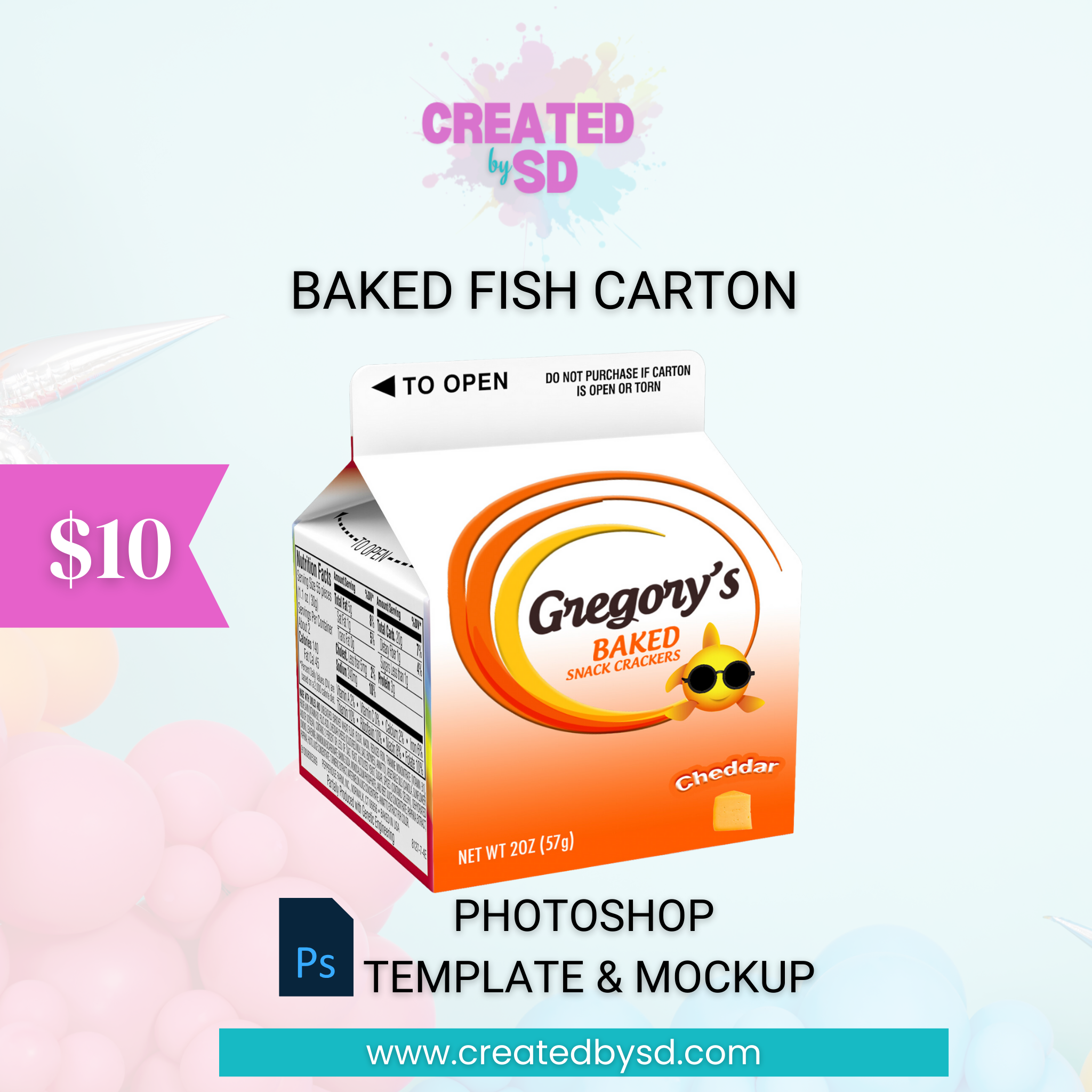Baked Fish Carton Template & Mockup – Created by SD